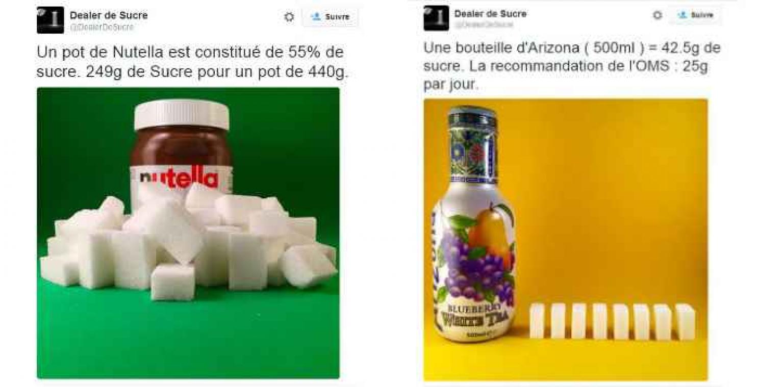 Il illustre la quantité de sucre présente dans des aliments de la vie ...