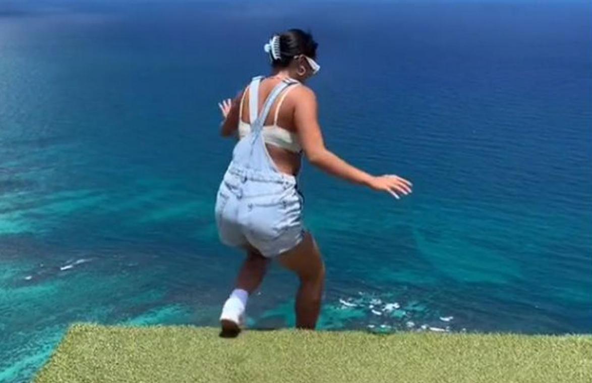 Influencer laat haar volgers schrikken door van klif te springen ...
